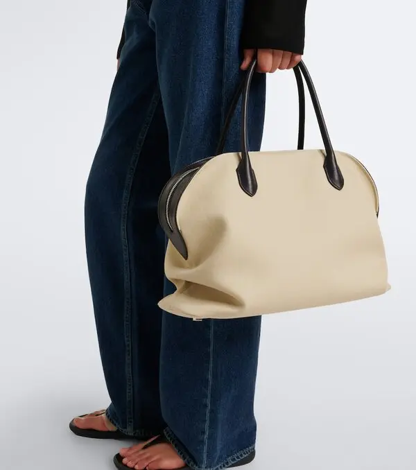THE ROW Agnes 15 Leather-trimmed Canvas Tote Bag