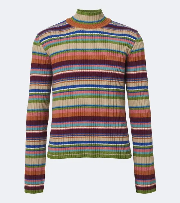 Dries Van Noten Ribbed-knit Striped Wool Sweater