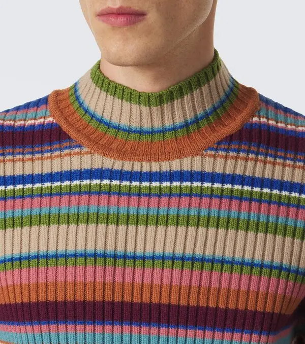 Dries Van Noten Ribbed-knit Striped Wool Sweater