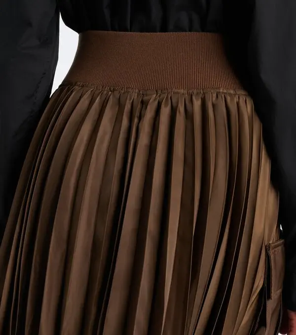 Sacai Pleated Twill Midi Skirt