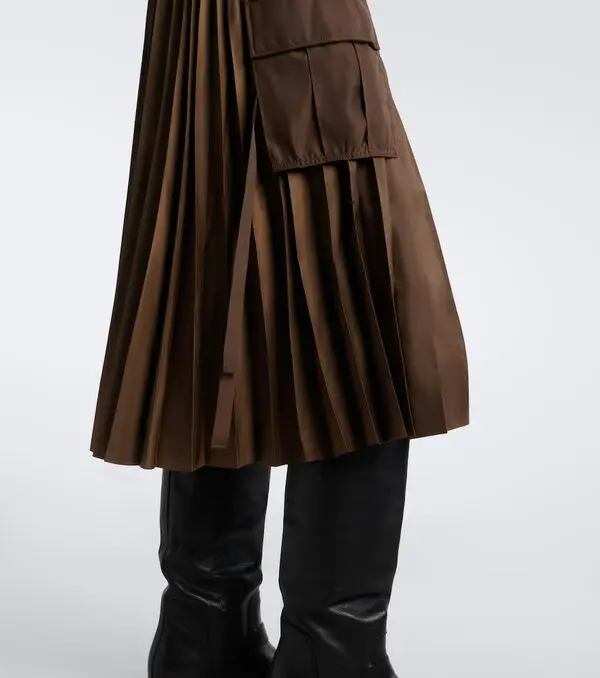 Sacai Pleated Twill Midi Skirt