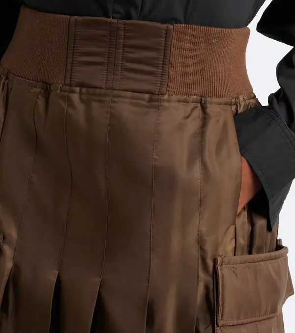 Sacai Pleated Twill Midi Skirt
