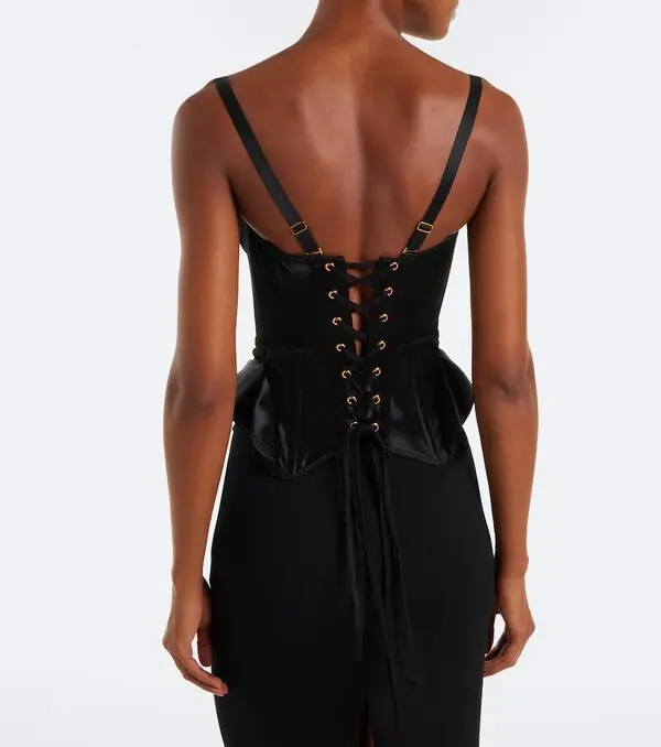 MARIA LUCIA HOHAN Samya Lace-trimmed Satin Bustier Top