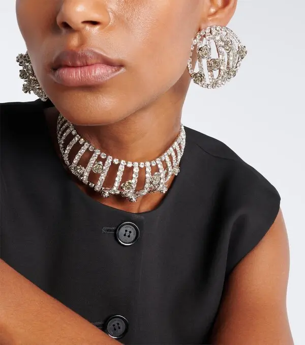 Magda Butrym Floral Appliqué Crystal Earrings