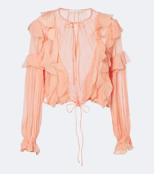 Ulla Johnson Delfina Ruffled Silk Chiffon Blouse