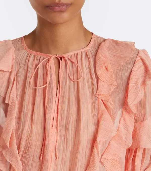 Ulla Johnson Delfina Ruffled Silk Chiffon Blouse