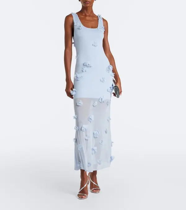 Simkhai Floral Appliqué Midi Dress - Blue