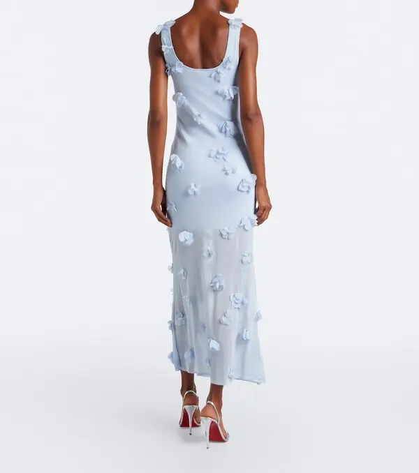 Simkhai Floral Appliqué Midi Dress - Blue