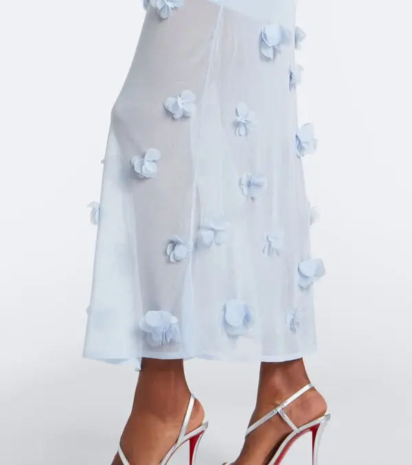 Simkhai Floral Appliqué Midi Dress - Blue