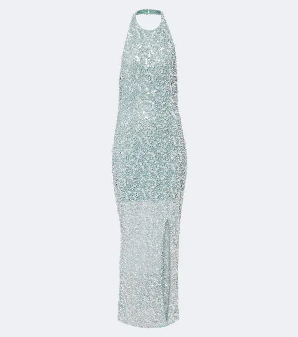 LA FUORI Halterneck Sequined Gown