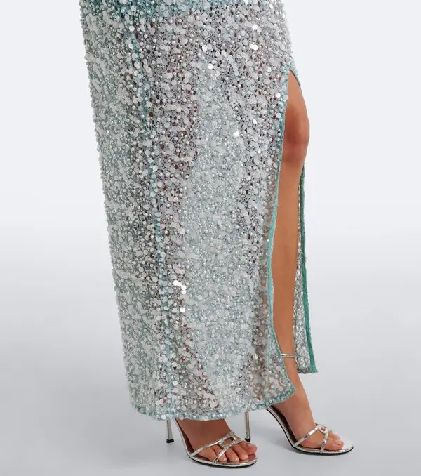 LA FUORI Halterneck Sequined Gown