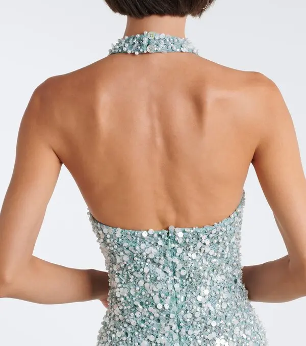 LA FUORI Halterneck Sequined Gown