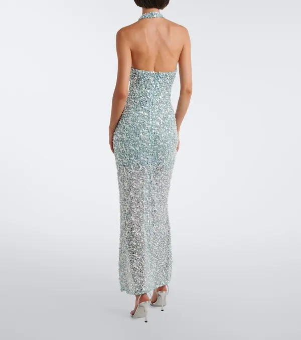 LA FUORI Halterneck Sequined Gown