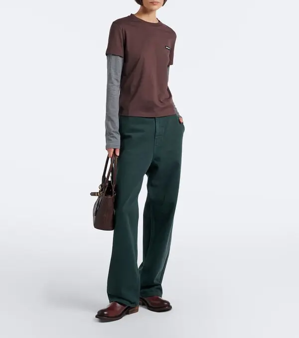 Miu Miu Layered Cotton Jersey T-shirt