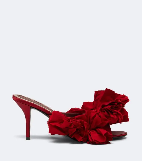 Magda Butrym Floral Appliqué Satin Mules
