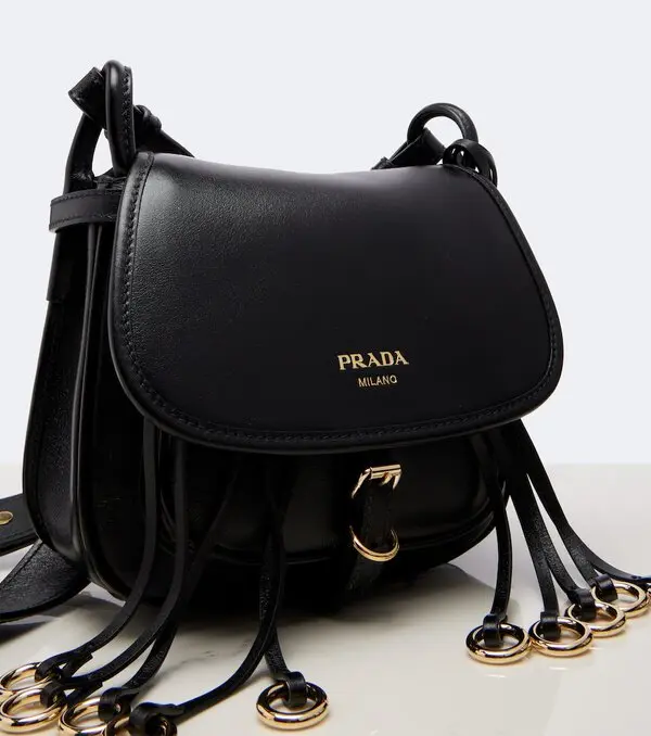 Prada Corsaire Mini Fringed Leather Shoulder Bag