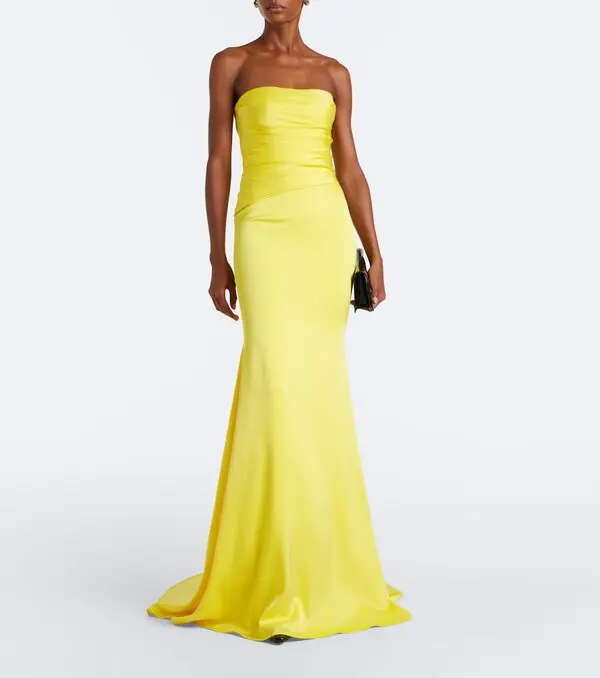 Alex Perry Satin Crepe Bustier Gown