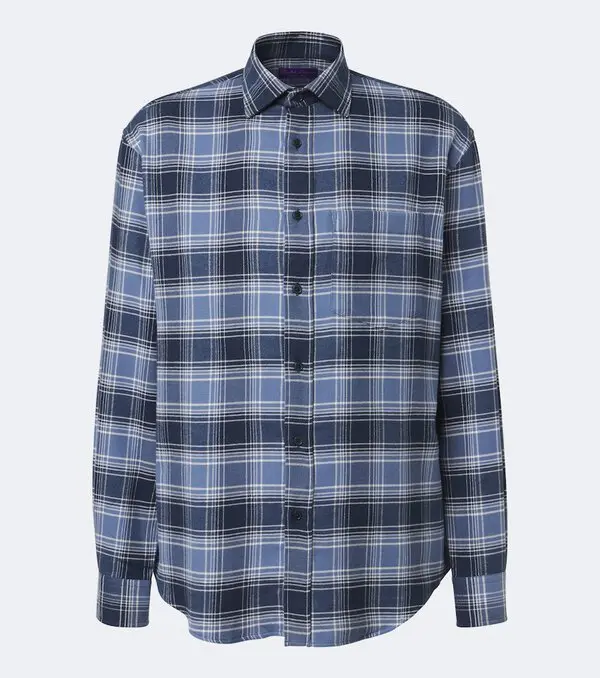Ralph Lauren Purple Label Checked Cotton Shirt - Blue