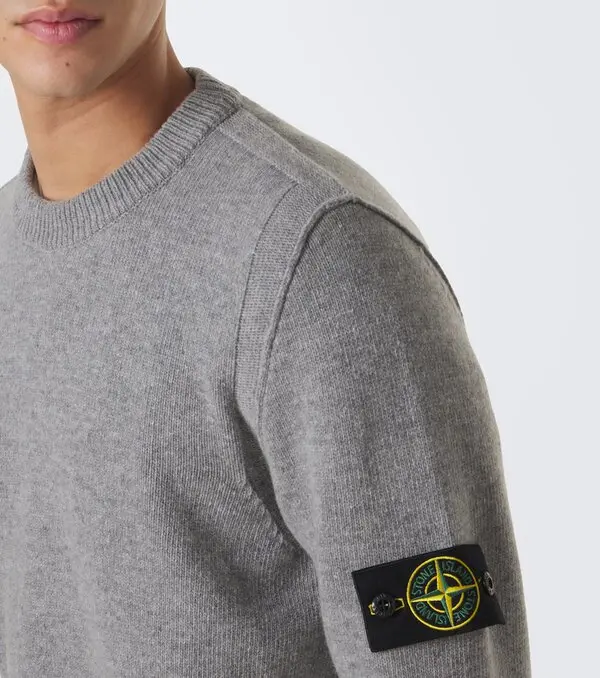 Stone Island Compass Badge Wool-blend Sweater - Grey