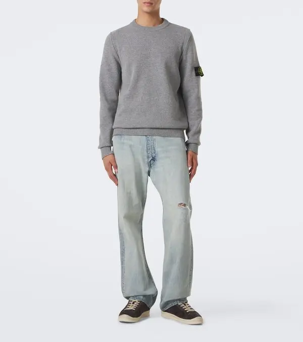 Stone Island Compass Badge Wool-blend Sweater - Grey