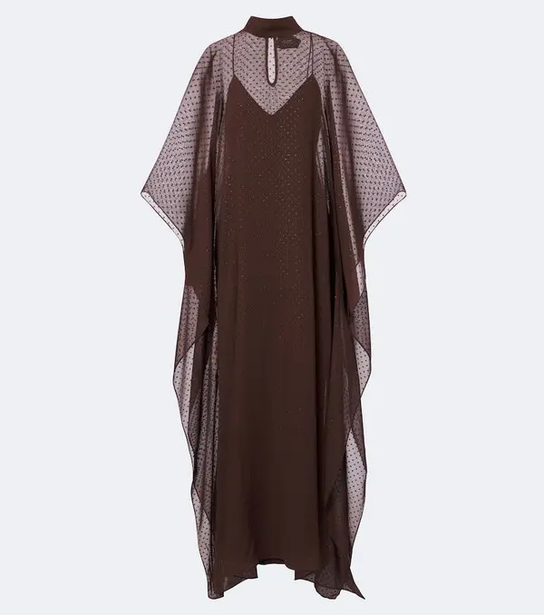 TALLER MARMO Muscat Silk Crepe Fil Coupe Kaftan - Brown