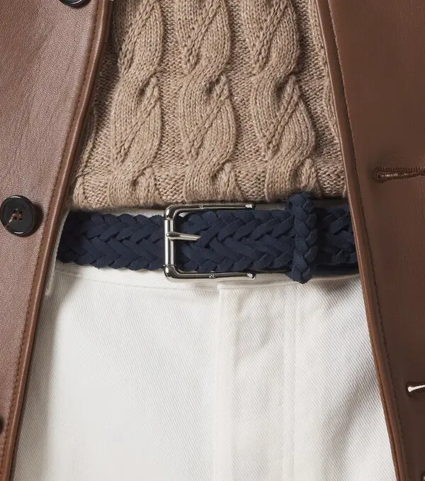 Ralph Lauren Purple Label Braided Suede Belt
