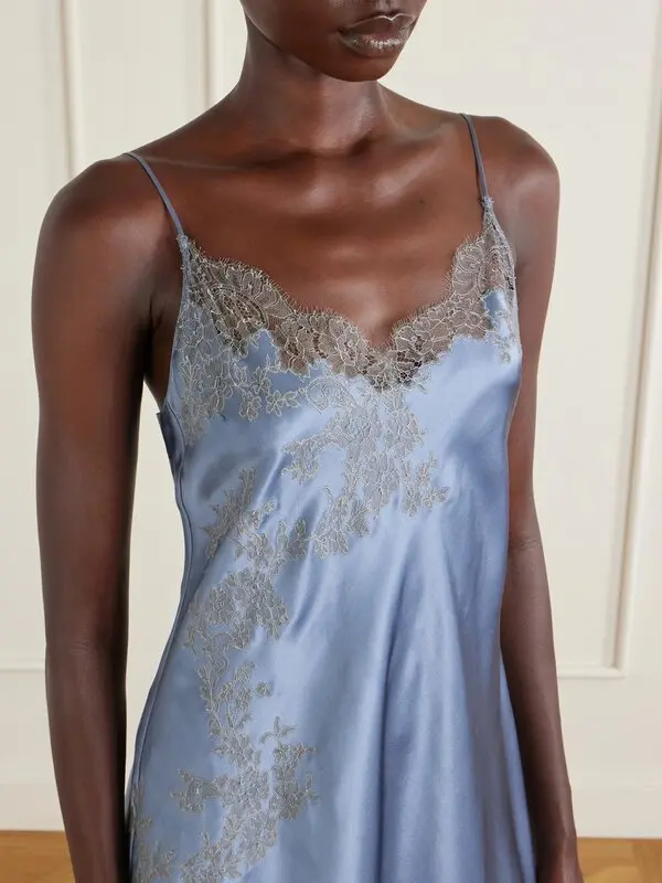 Carine Gilson Lace-embroidered Silk-satin Mini Dress