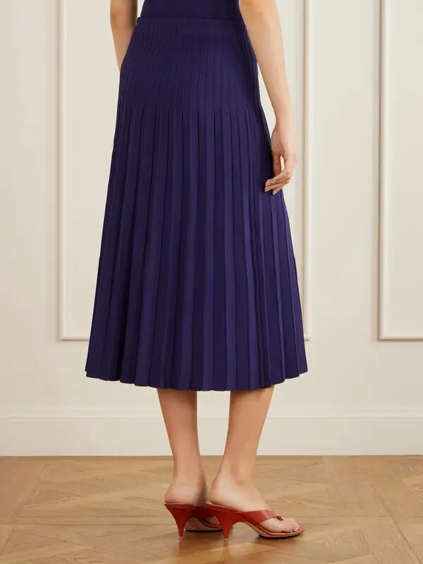 Staud Lena Pleated Knitted Midi Skirt