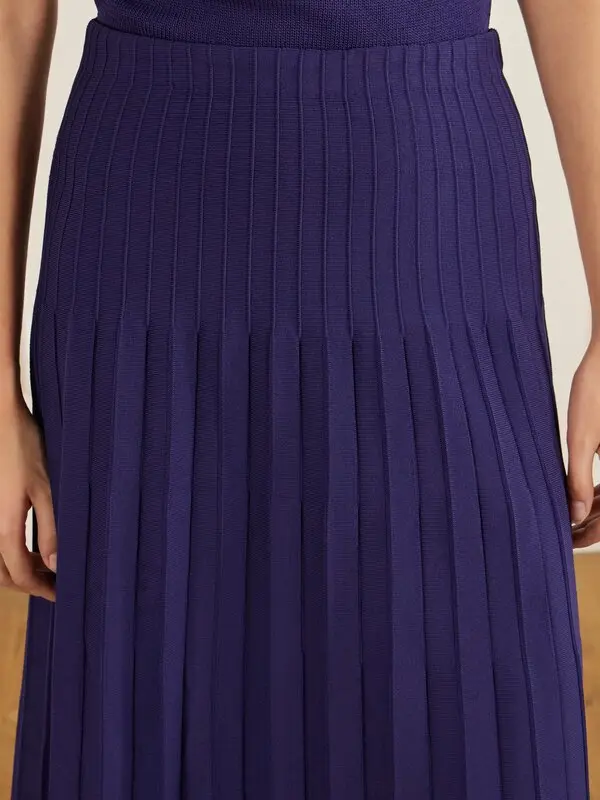 Staud Lena Pleated Knitted Midi Skirt