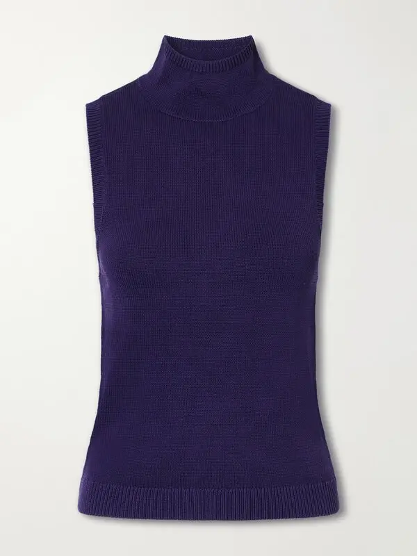 Staud Montclair Knitted Turtleneck Top - Blue