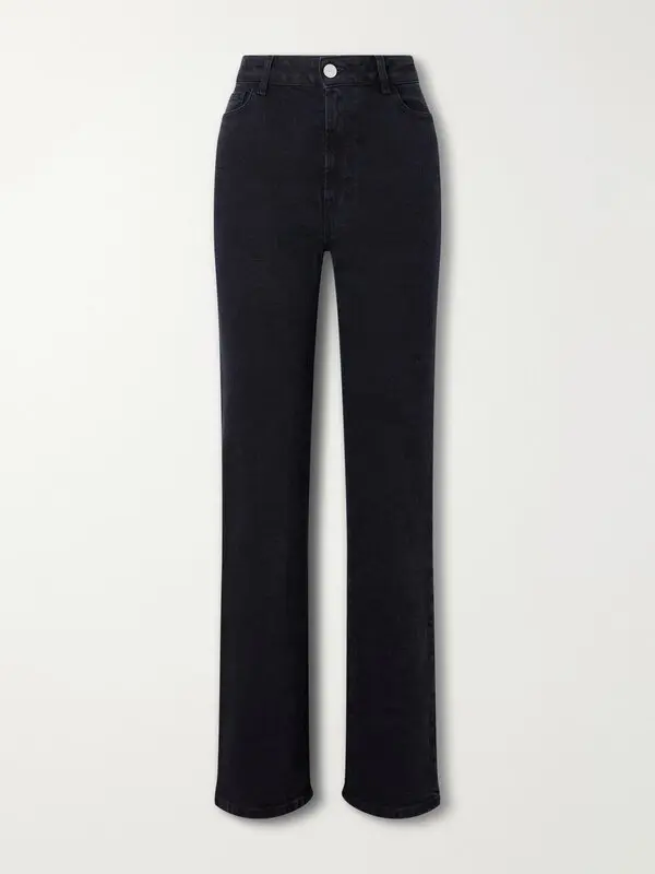 RÓHE Lino Stretch High-rise Straight-leg Jeans - Black