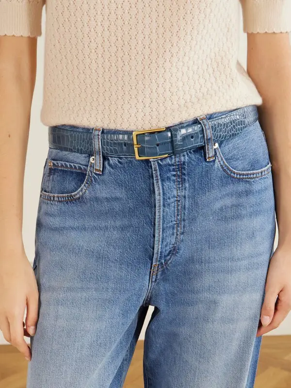 Anderson's Narrow Croc-effect Leather Belt