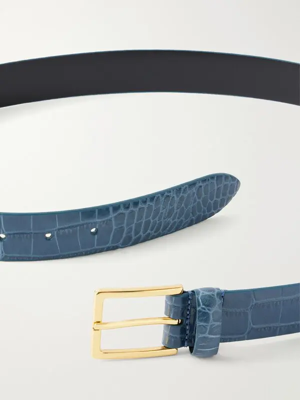 Anderson's Narrow Croc-effect Leather Belt