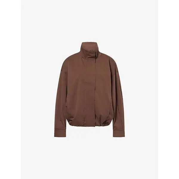 Dissh Rory High-neck Cotton And Linen-blend Track Jacket - Choc