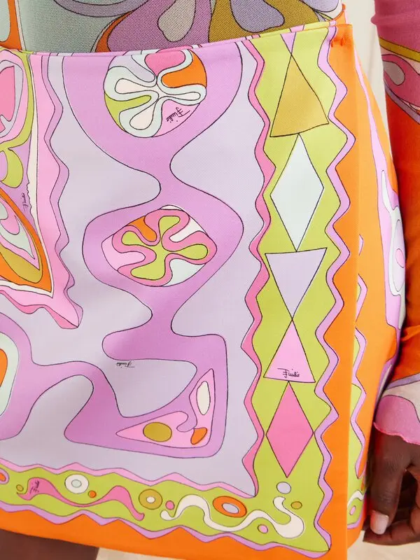 Emilio Pucci Wrap-effect Printed Silk-twill Mini Skirt