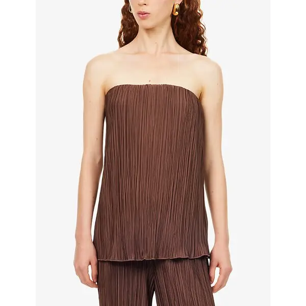 4TH & RECKLESS Olivia Plisse Woven Bandeau Top