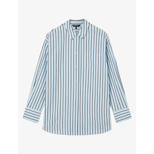 Whistles Striped Oversized Cotton-blend Shirt