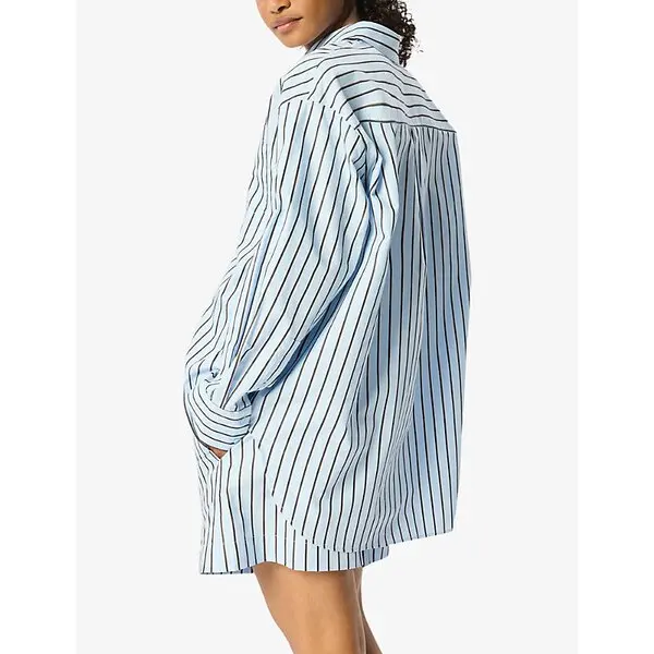 Whistles Striped Oversized Cotton-blend Shirt