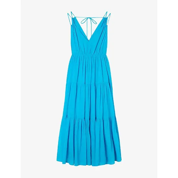 Whistles V-neck Sleeveless Cotton Maxi Dress - Turquoise