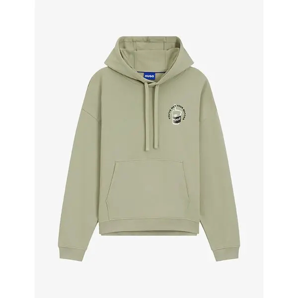 Hugo Branded Matcha Cotton-jersey Hoodie - Beige Overflow