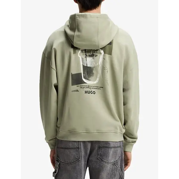 Hugo Branded Matcha Cotton-jersey Hoodie