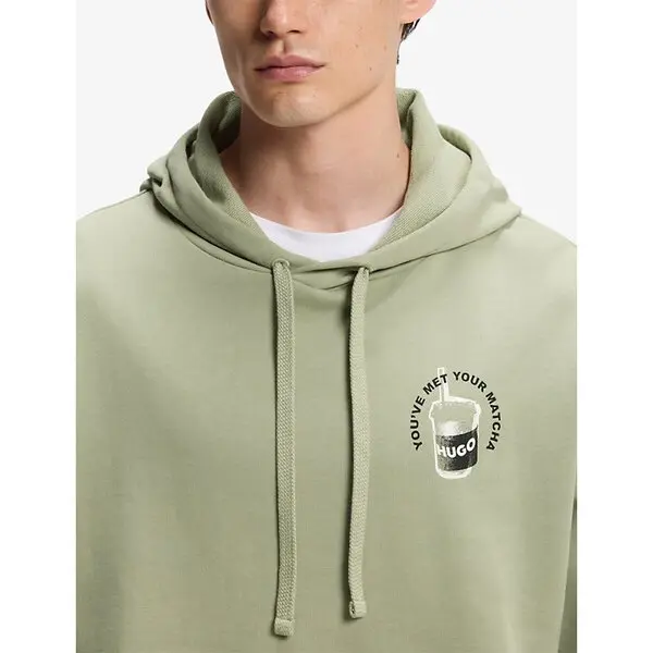 Hugo Branded Matcha Cotton-jersey Hoodie
