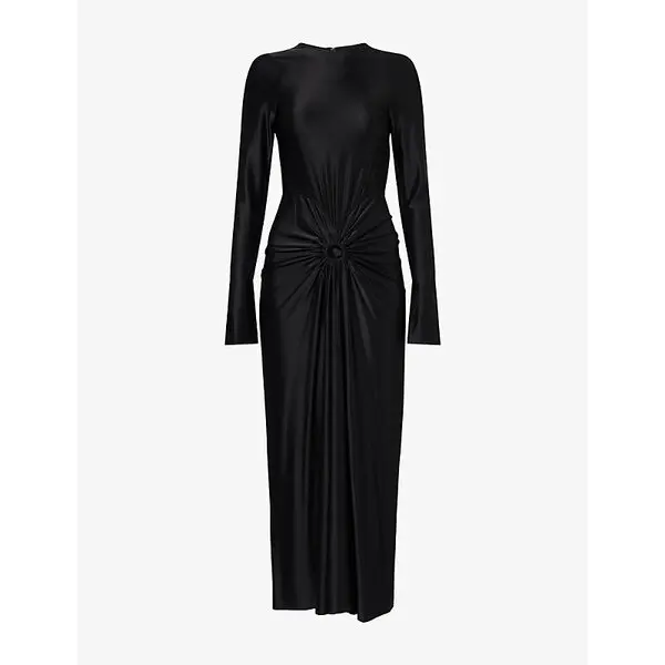 Victoria Beckham Frances Gathered-waist Jersey Midi Dress - Black