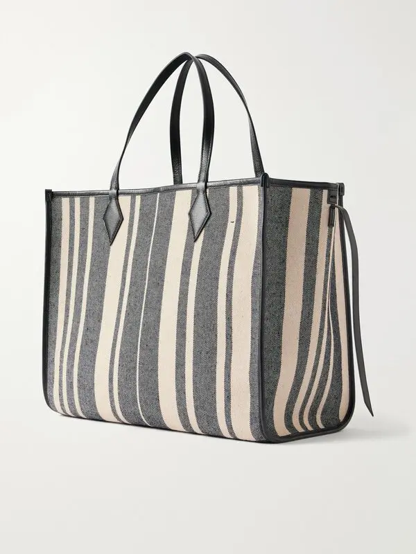 METIER Chameleon 41 Striped Canvas Tote With Leather Trim