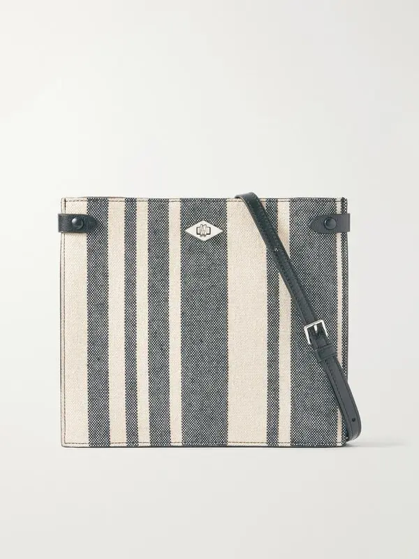 METIER Stowaway Striped Canvas Shoulder Bag - Black