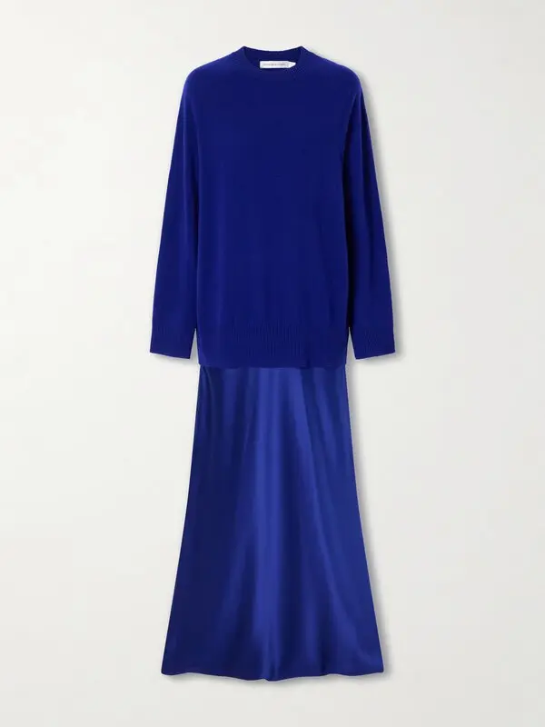Christopher Esber Monument Cashmere And Silk-satin Maxi Dress - Blue
