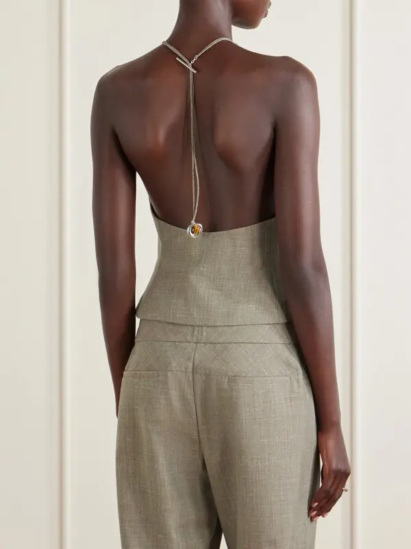 Christopher Esber Banyan Crystal-embellished Wool And Linen-blend Vest