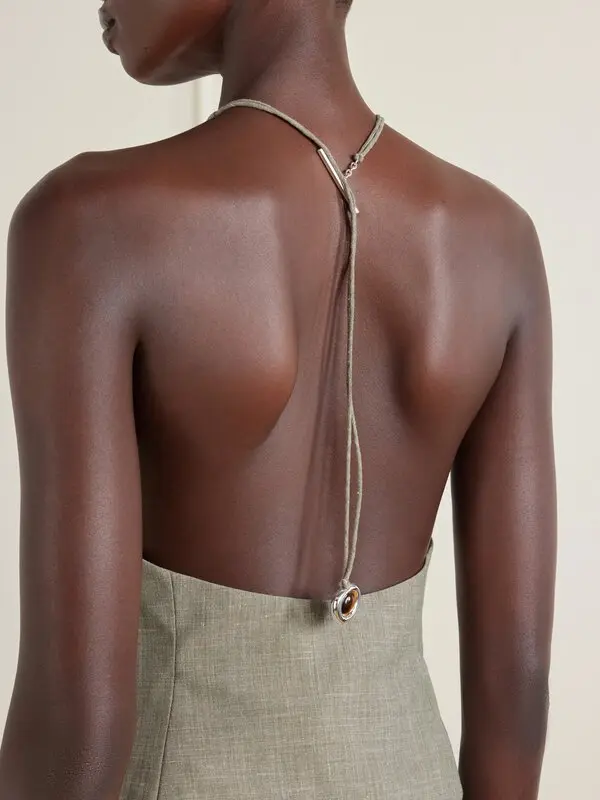 Christopher Esber Banyan Crystal-embellished Wool And Linen-blend Vest
