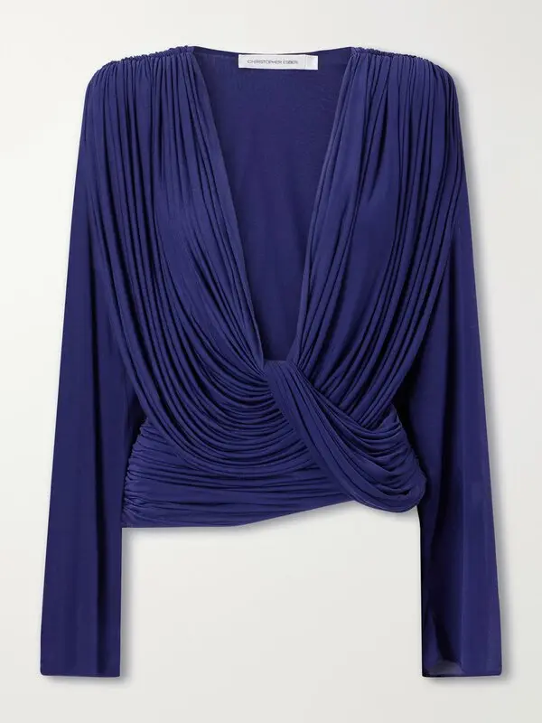 Christopher Esber Ripple Draped Jersey Blouse - Blue