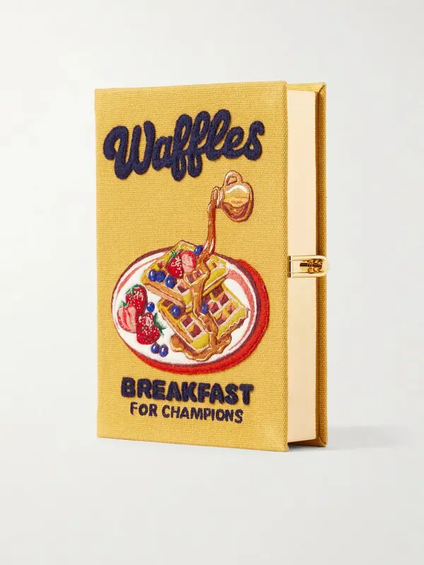 OLYMPIA LE-TAN Waffles: Breakfast For Champions Embroidered Canvas Clutch - Orange